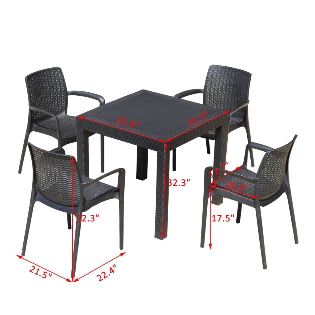 Outsunny 5pc All Weather Resin Patio Dining Set Garden Outdoor Chair ...